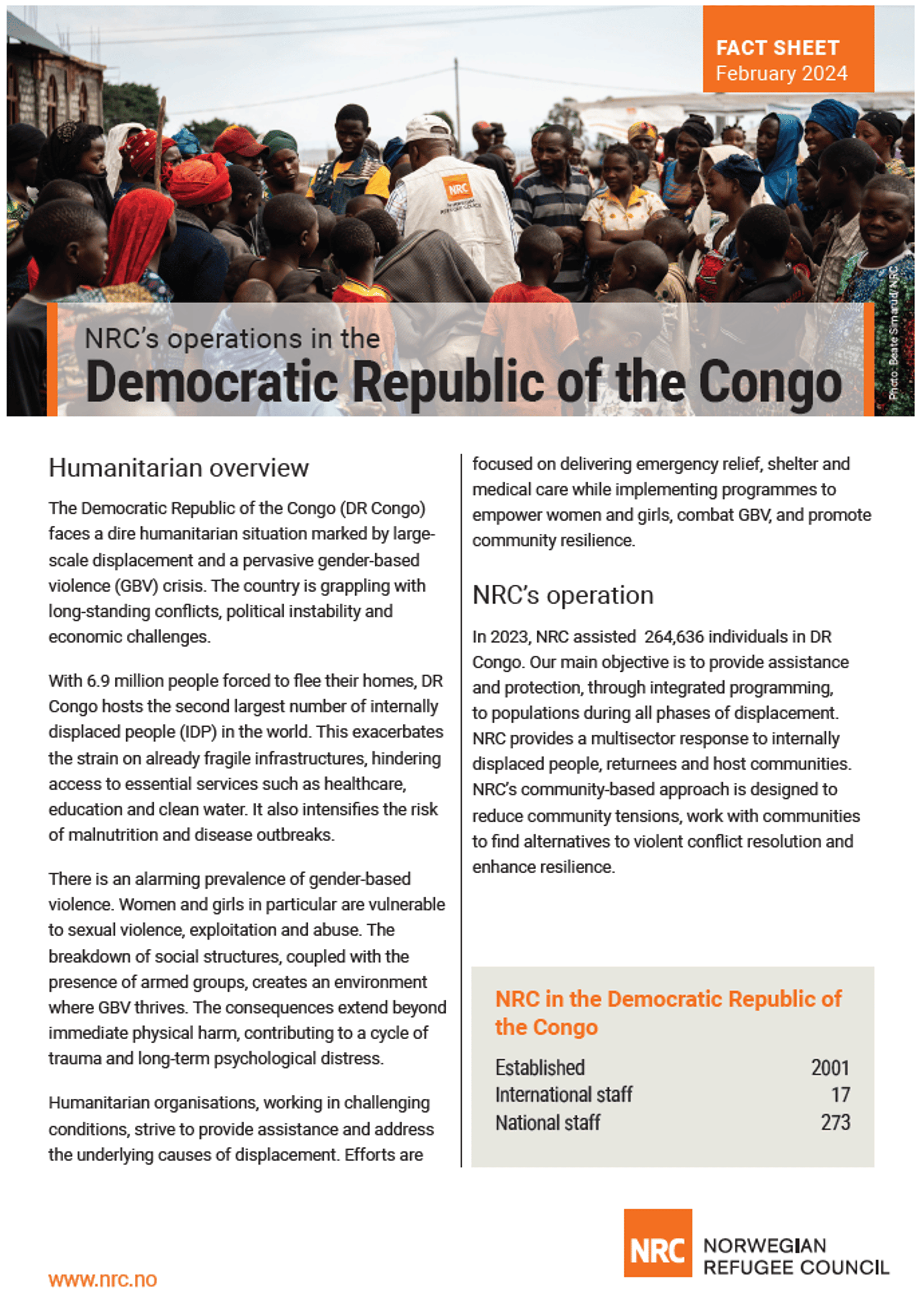 NRC DR Congo | Fact sheet | NRC