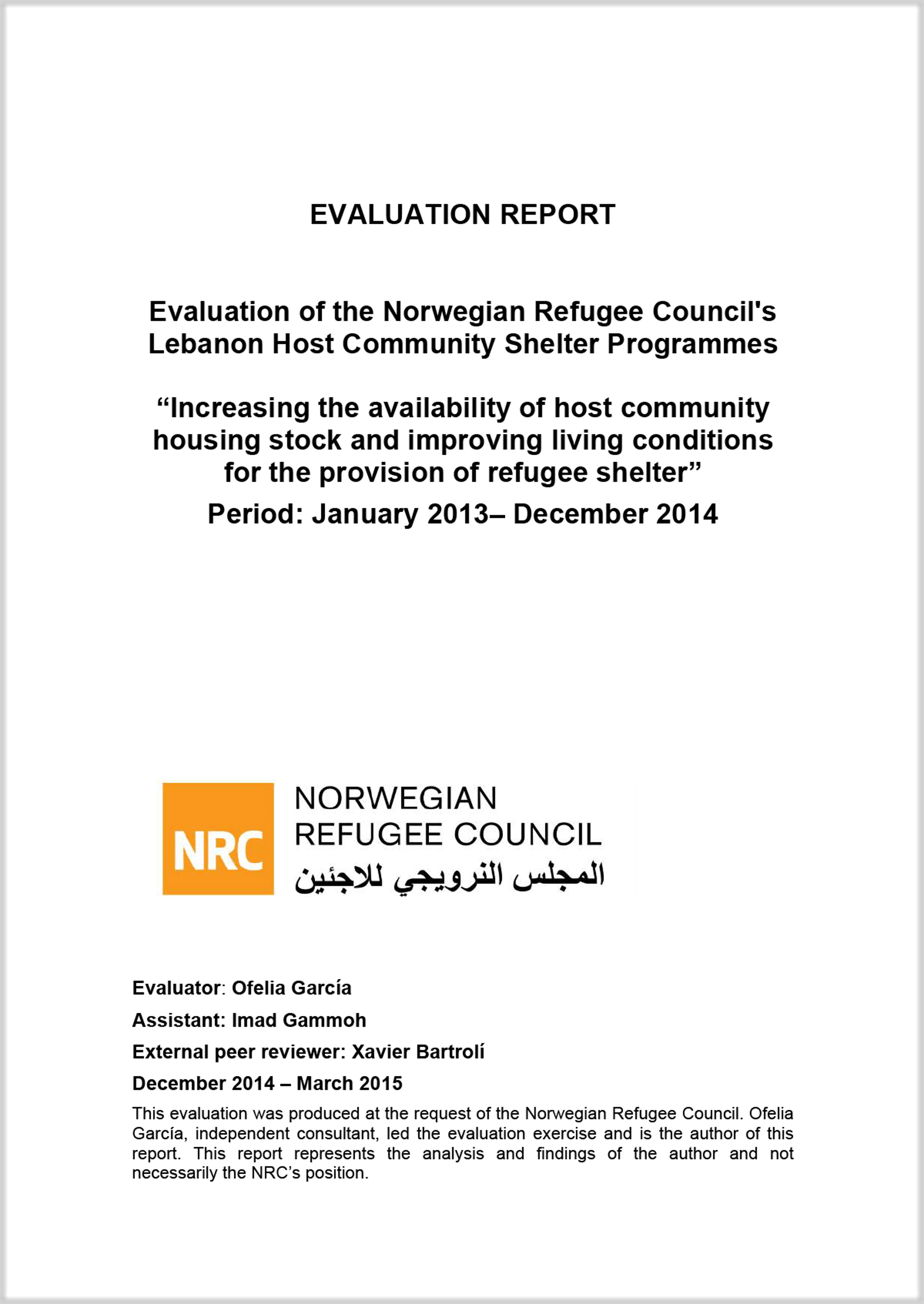 NRC's Lebanon host community shelter programme (2013 - 2014) | NRC