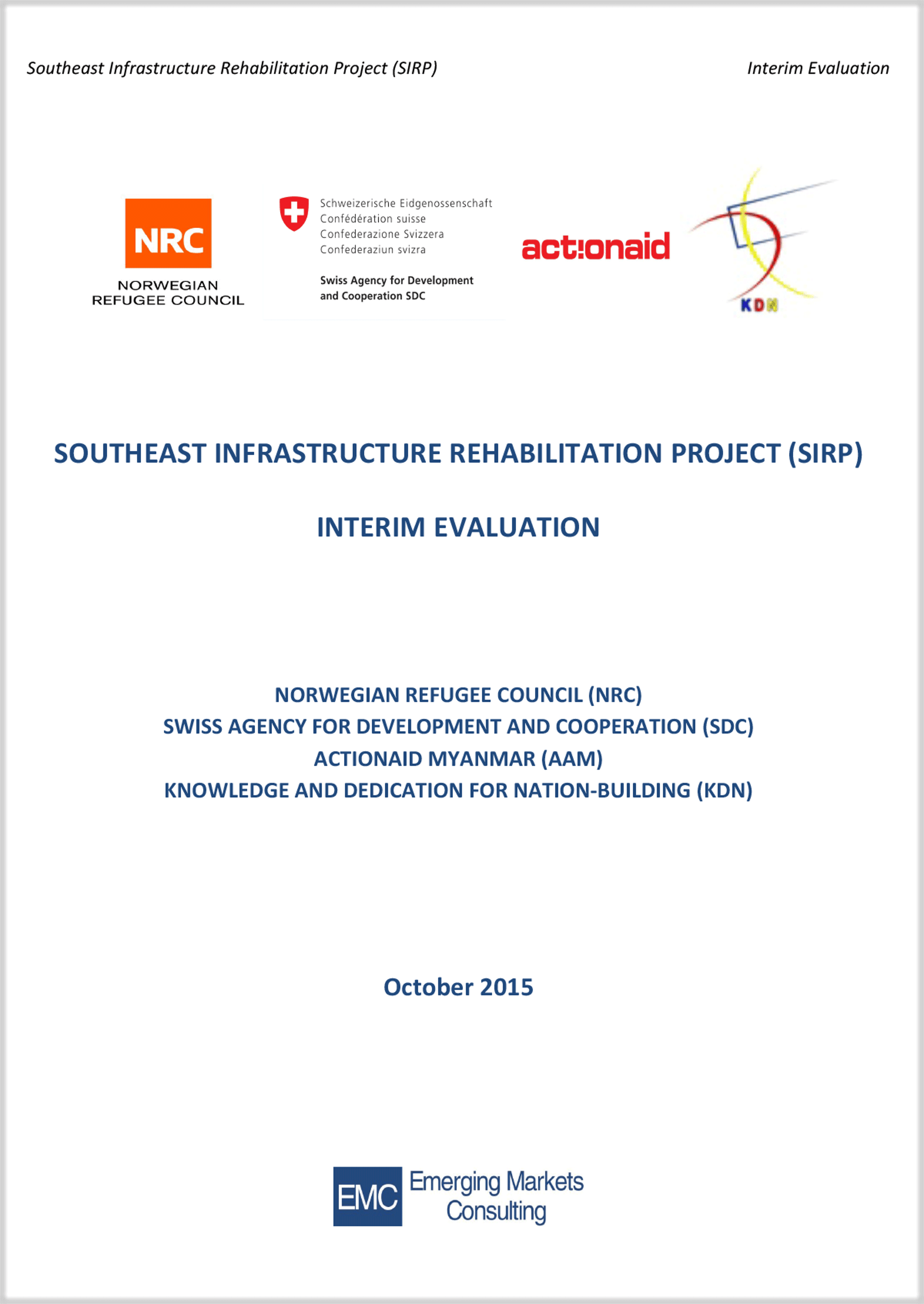 Southeast Infrastructure Rehabilitation Project (SIRP) - Interim ...