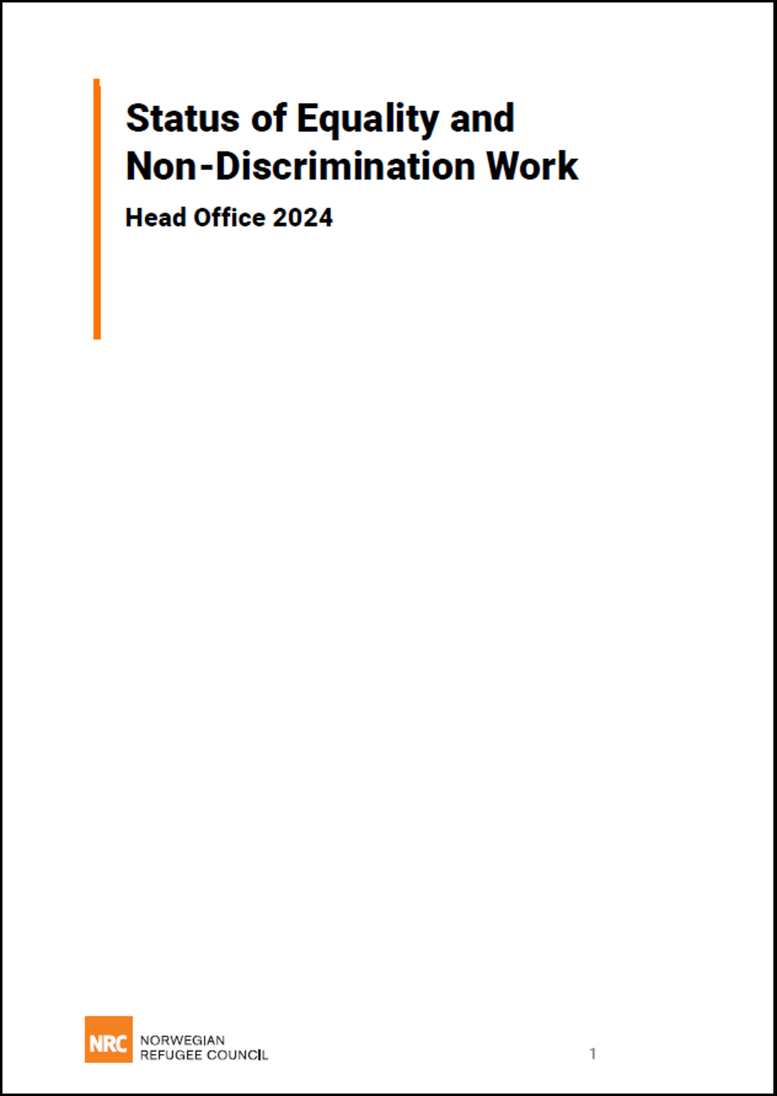 Status of equality and non-discrimination work | NRC