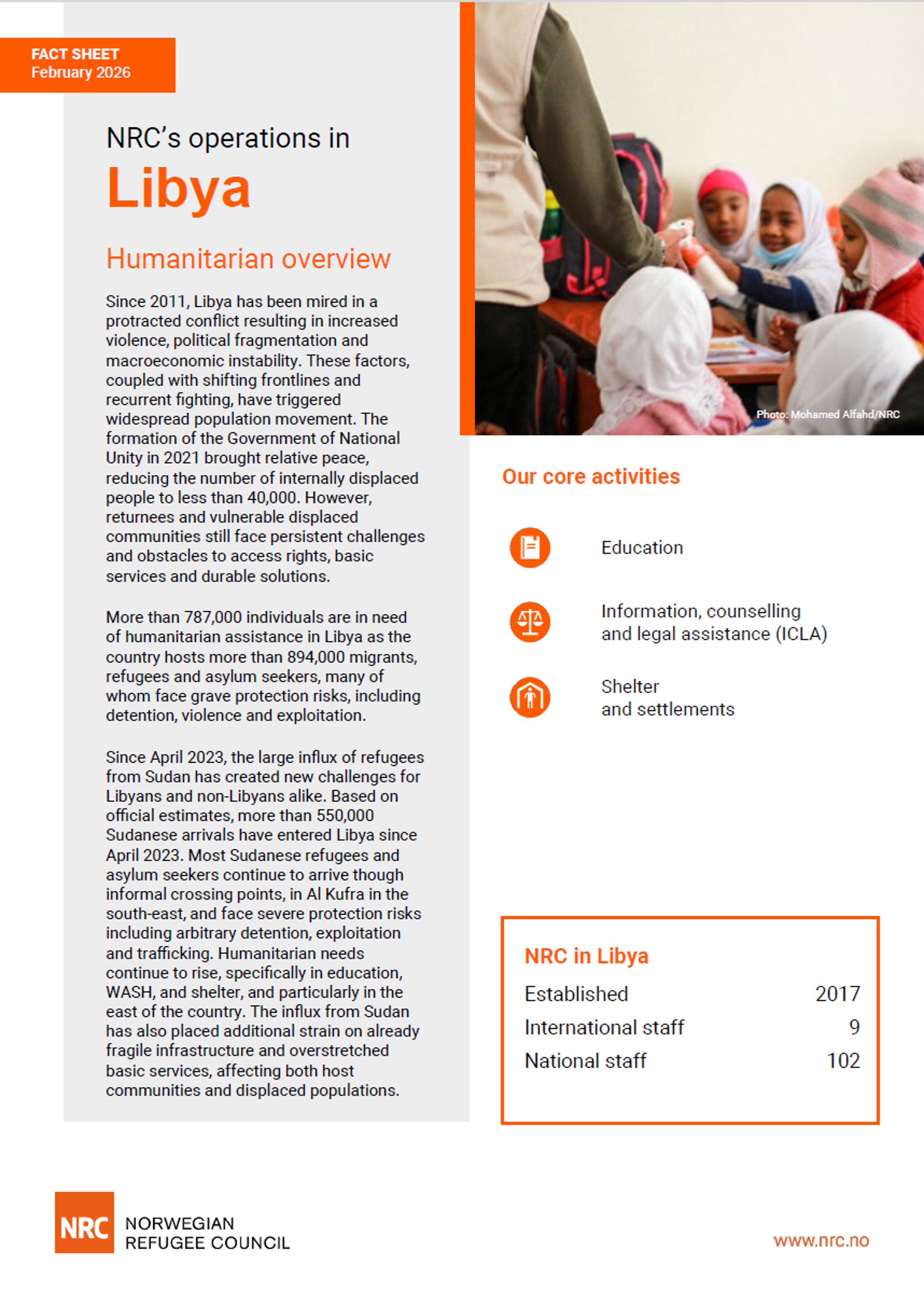 NRC Libya | Fact sheet | NRC