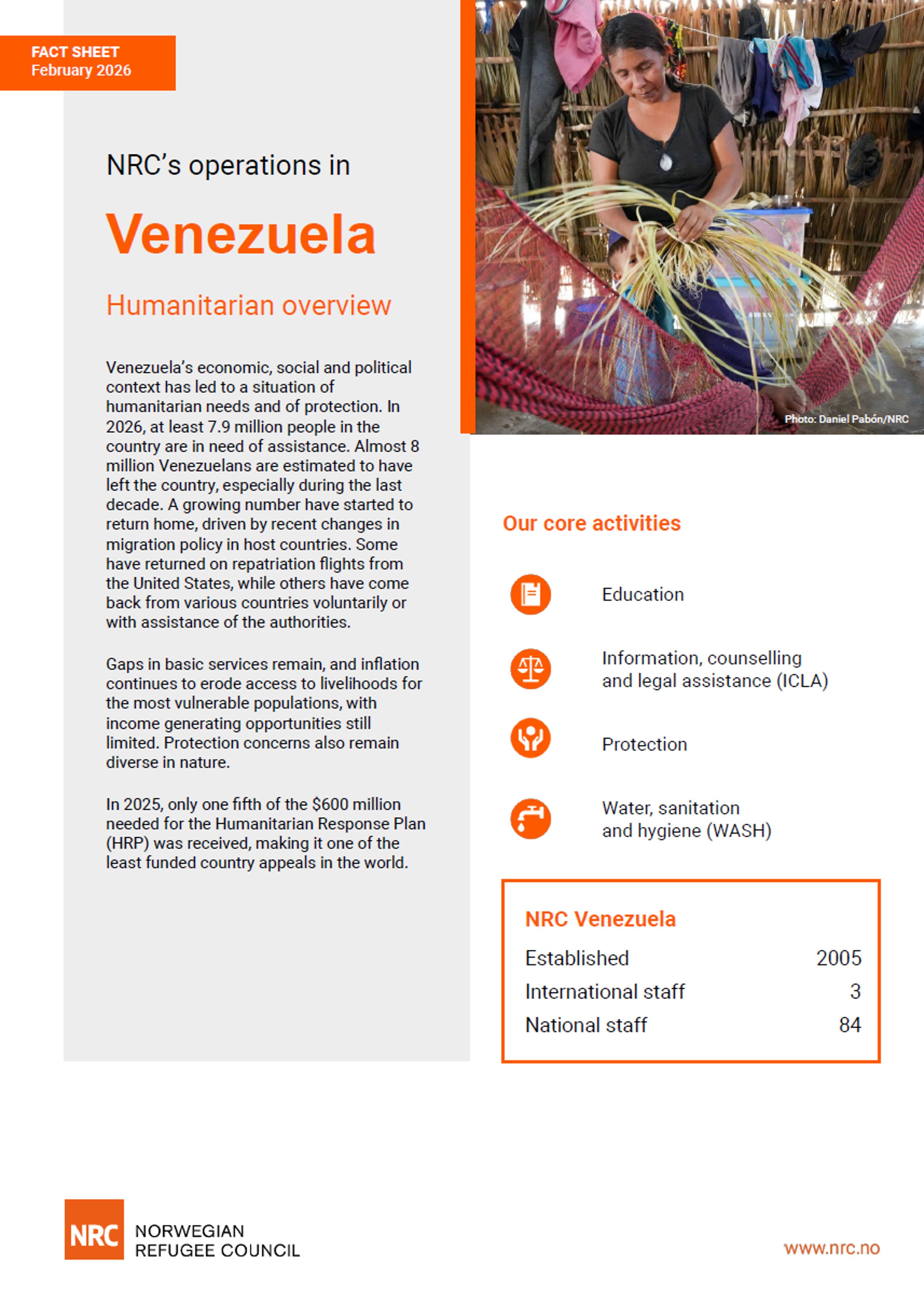 NRC Venezuela | Fact sheet | NRC