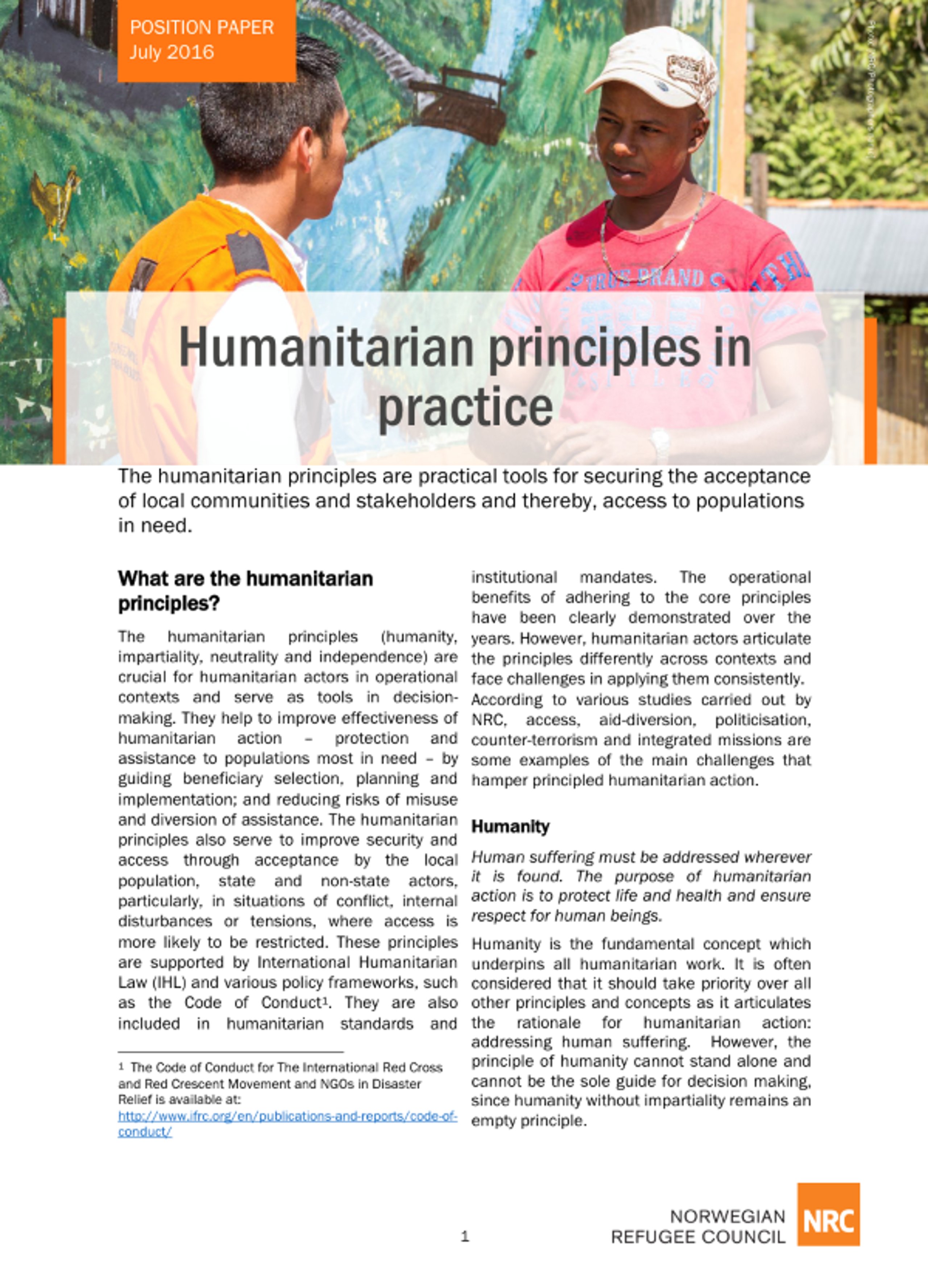 Humanitarian principles in practice | NRC