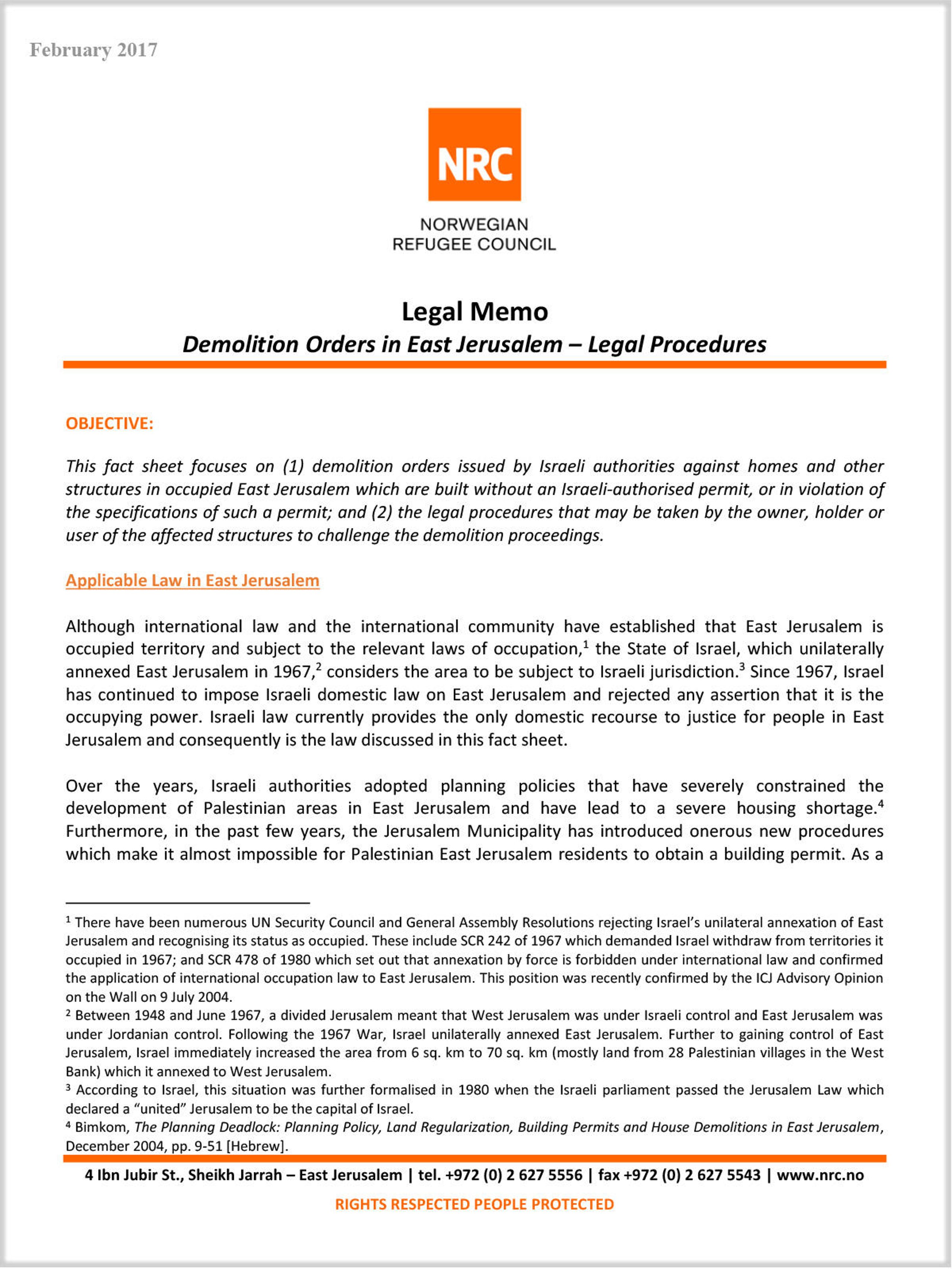 Demolition Orders in East Jerusalem – Legal Procedures | NRC