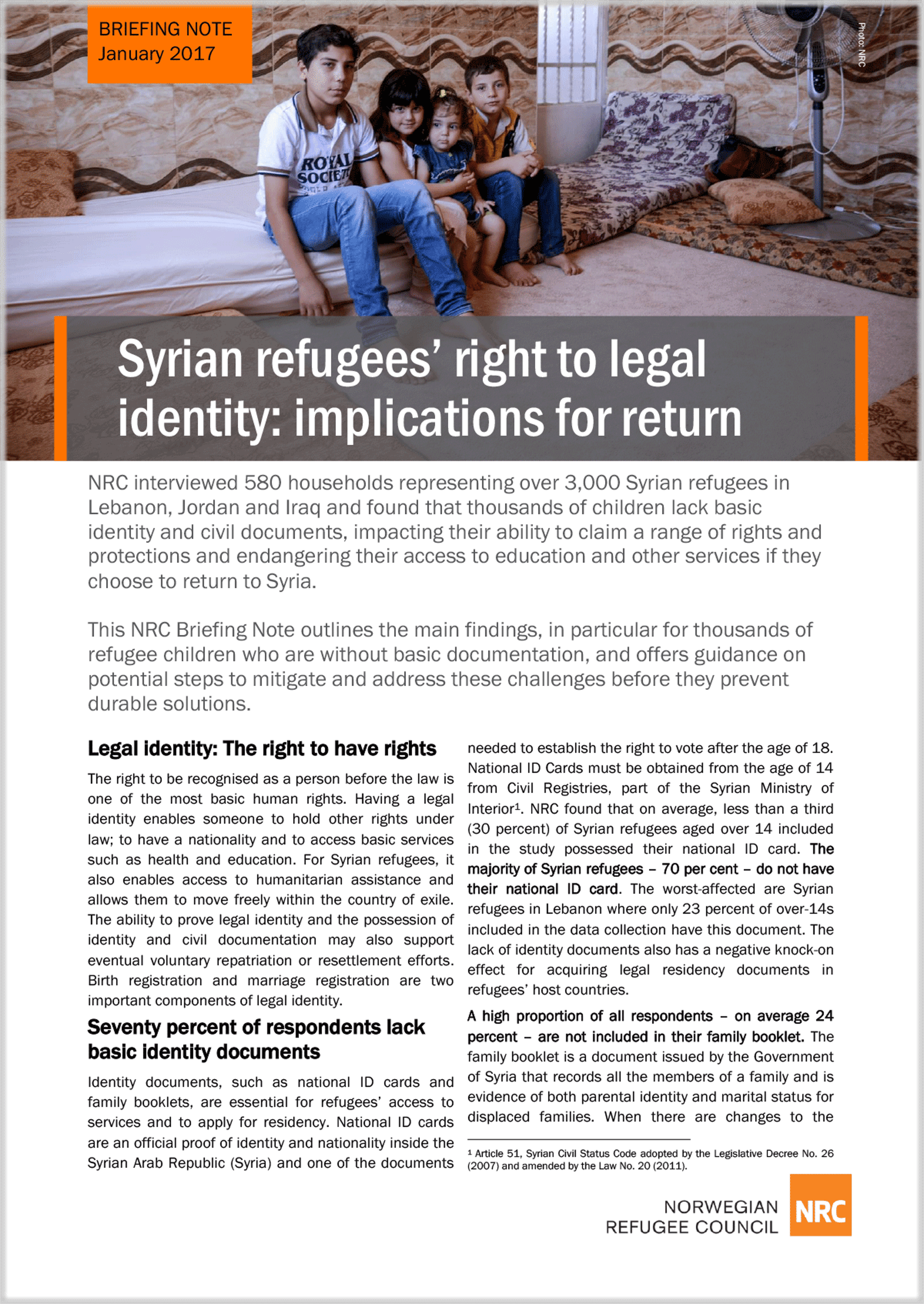 Syrian refugees’ right to legal identity: implications for return | NRC
