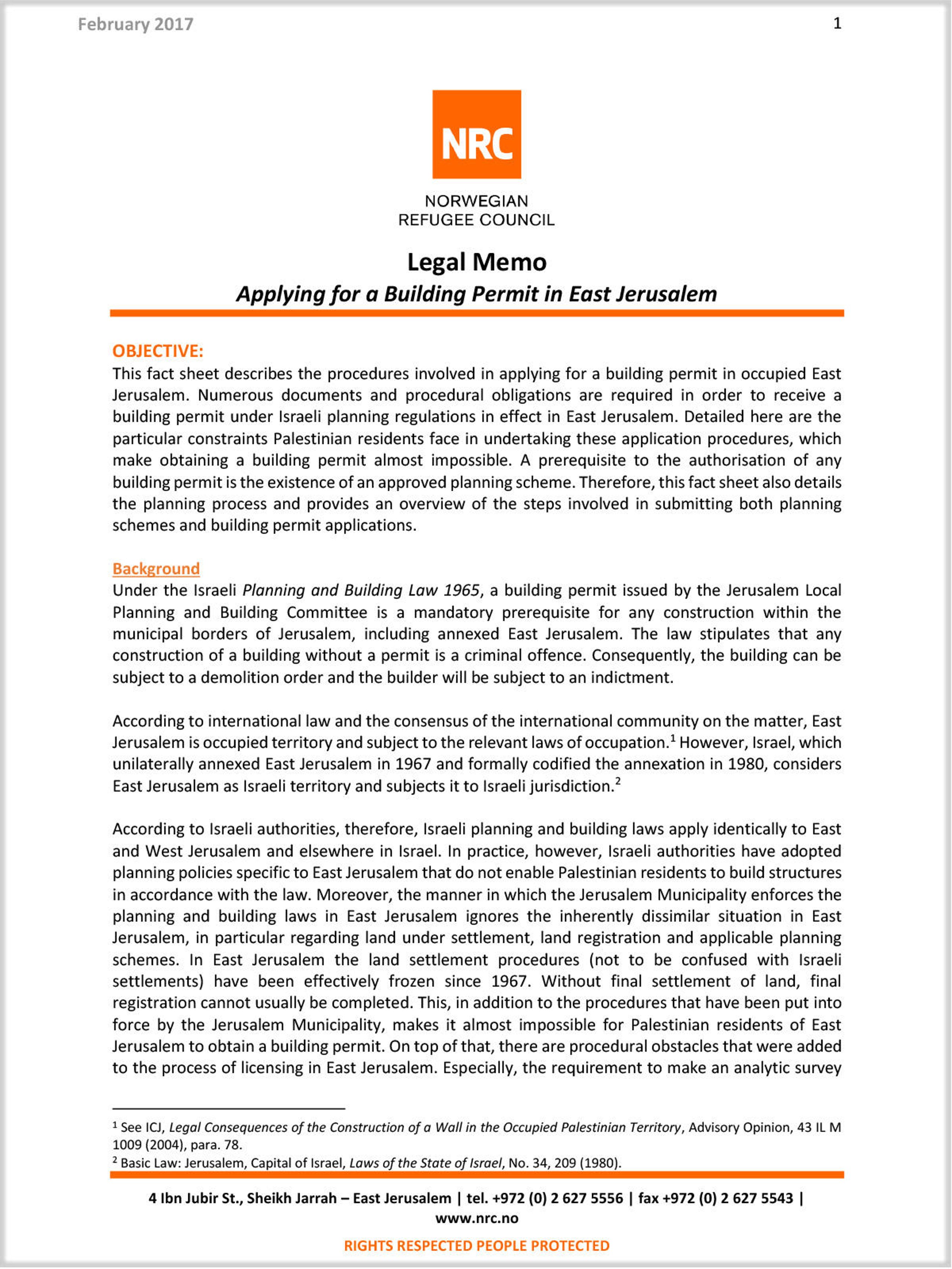 Applying for a Building Permit in East Jerusalem | NRC