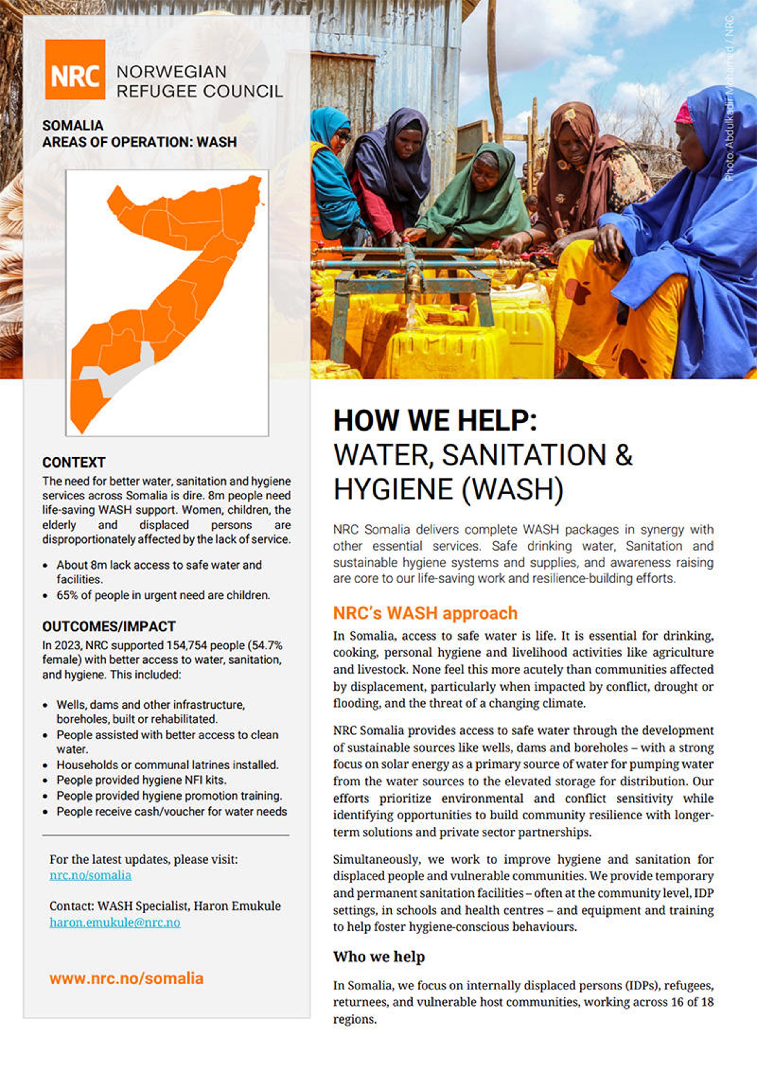 How we help: Water, sanitation and hygiene | NRC