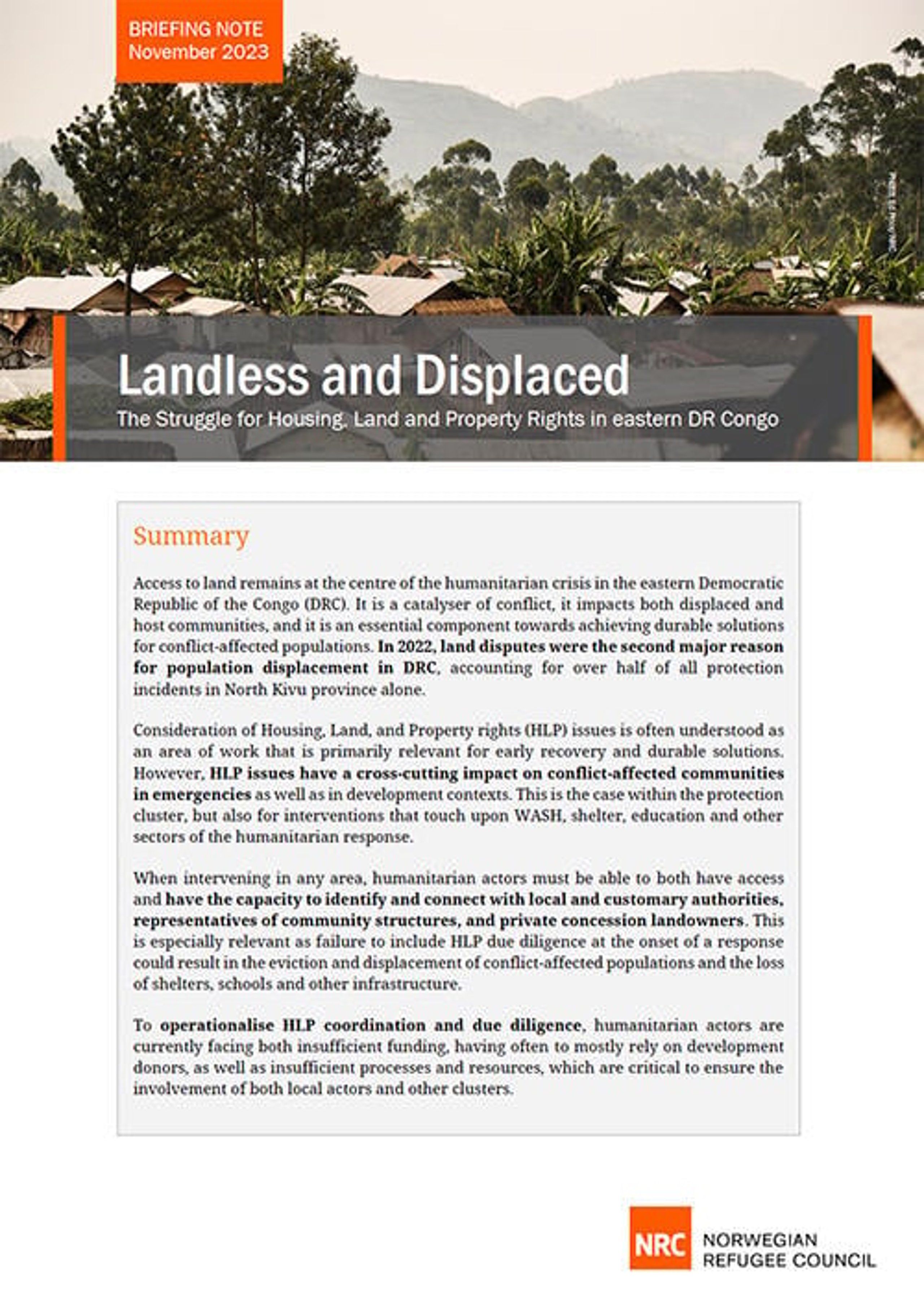 Landless and displaced - The struggle for housing, land and property ...