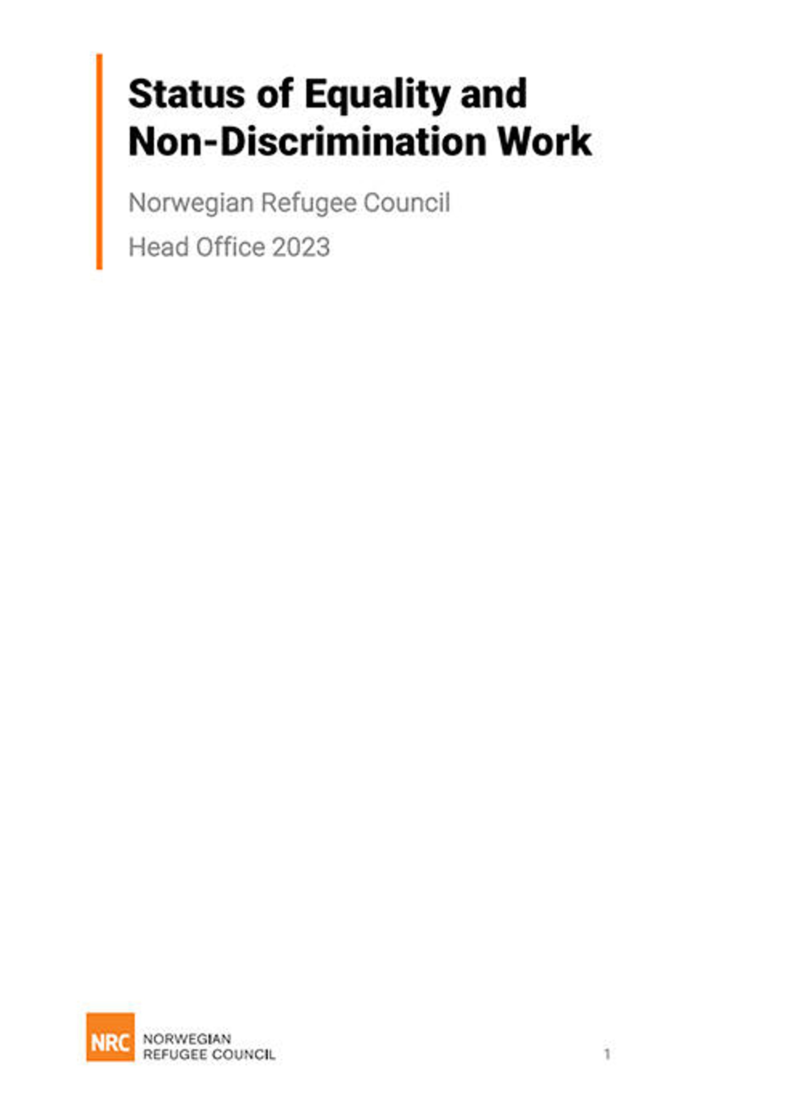 Status of equality and non-discrimination work | NRC