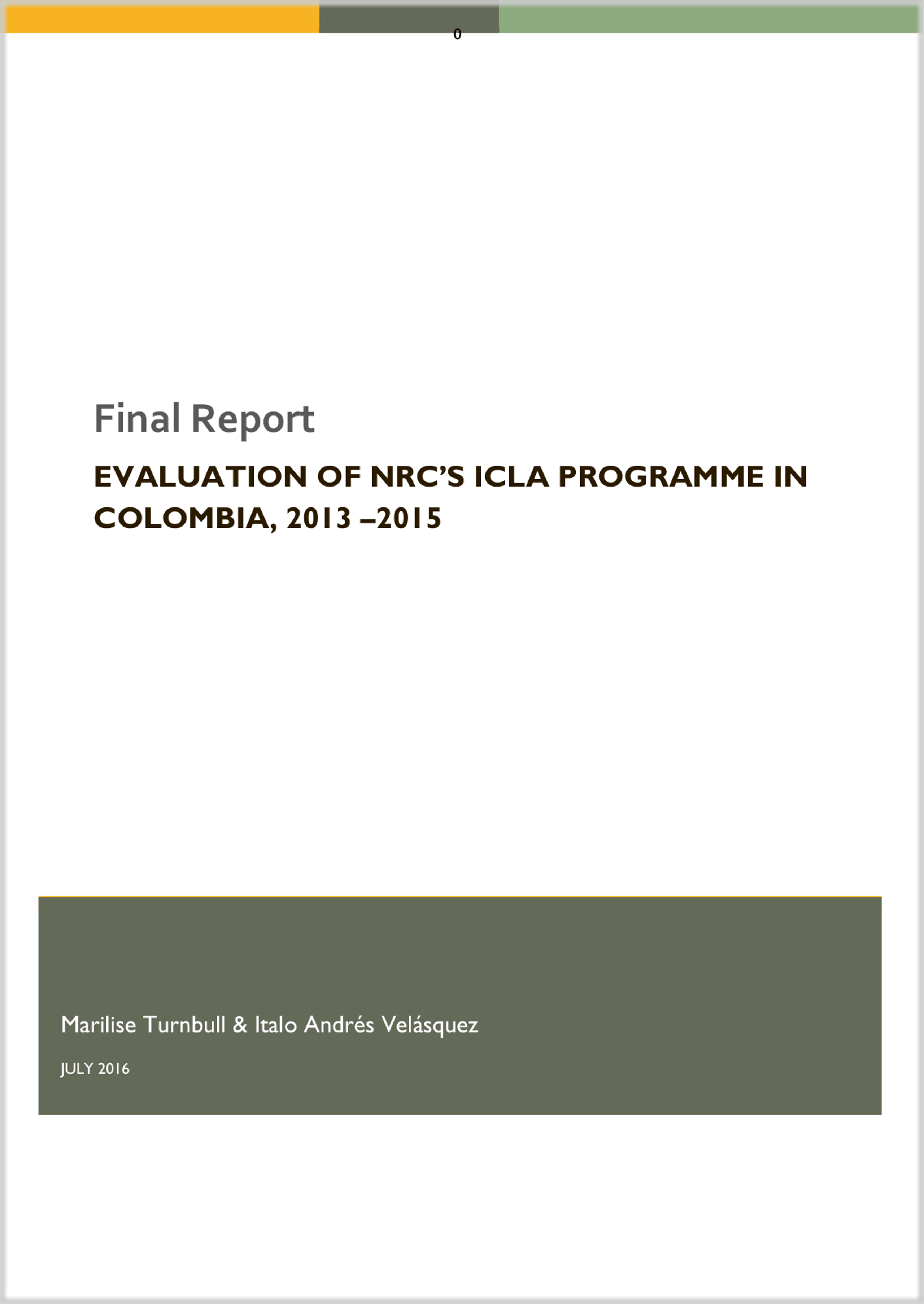 Evaluation of NRC's ICLA programme in Colombia, 2013-2015 | NRC