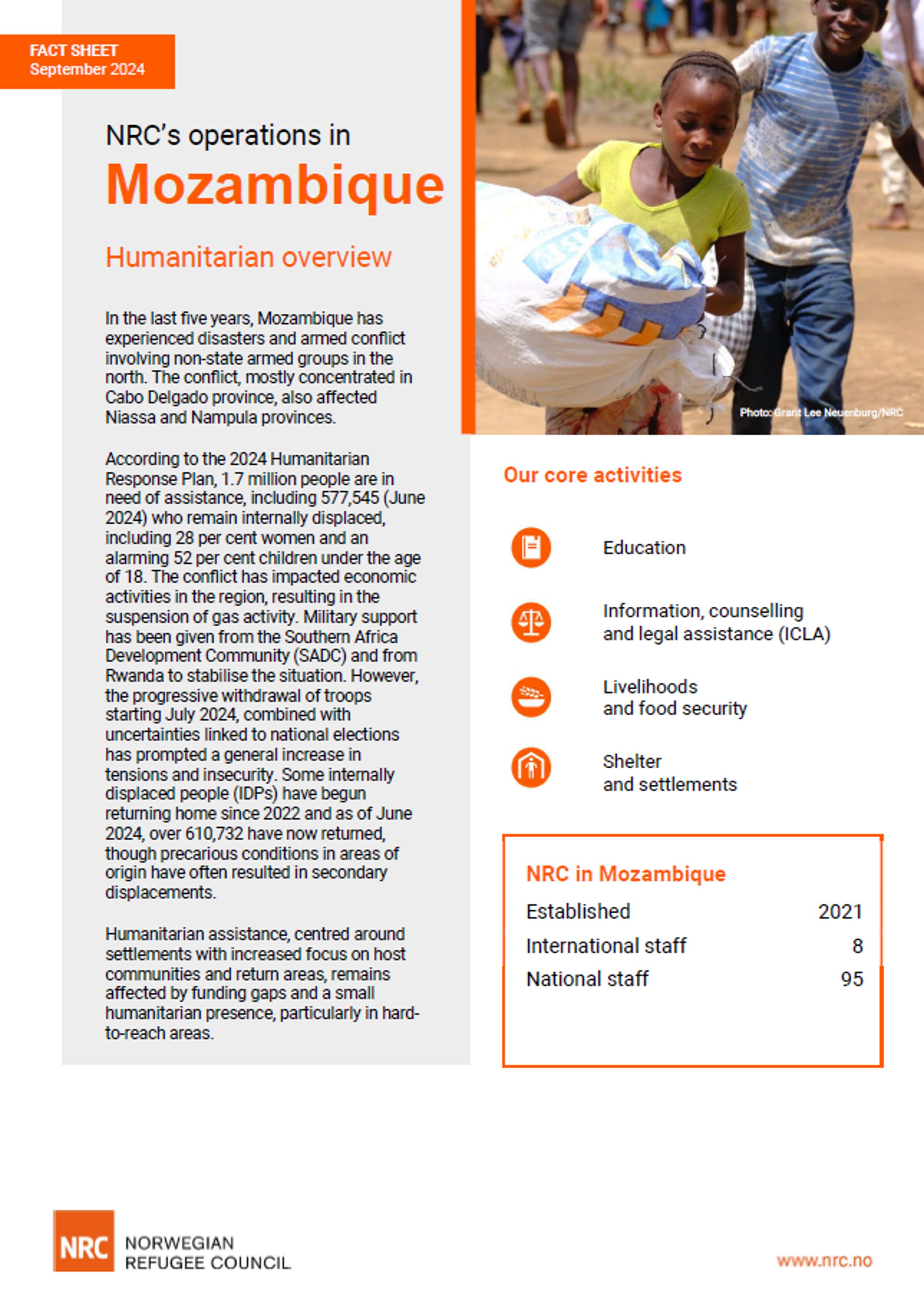 NRC Mozambique | Fact sheet | NRC